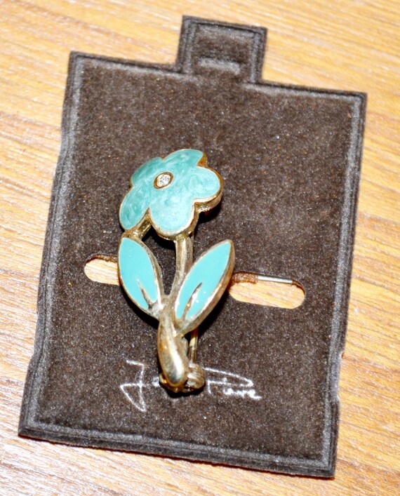 Original 70s Pin Flower Metal New Brooch Pin Retro Mi… - Gem
