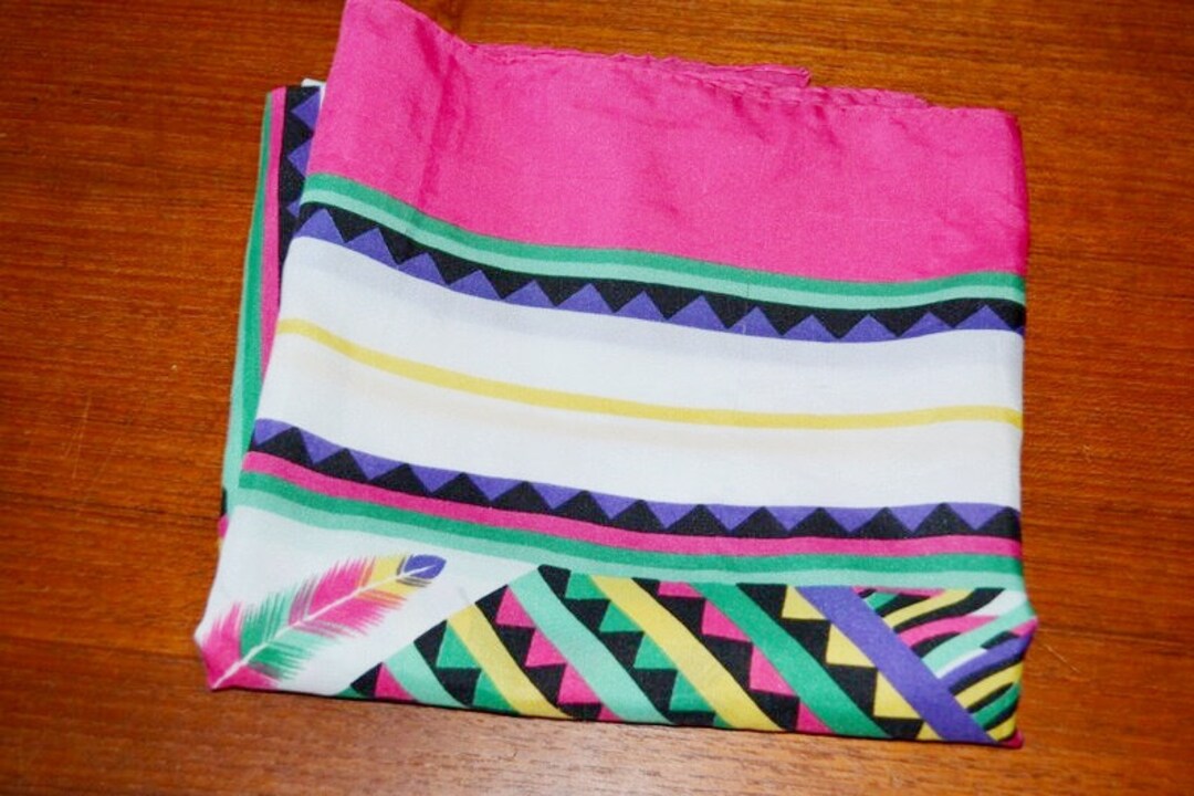 Vintage Scarf 80s Scarf Pink / Purple / Blue Seventies Vintage Clothing ...