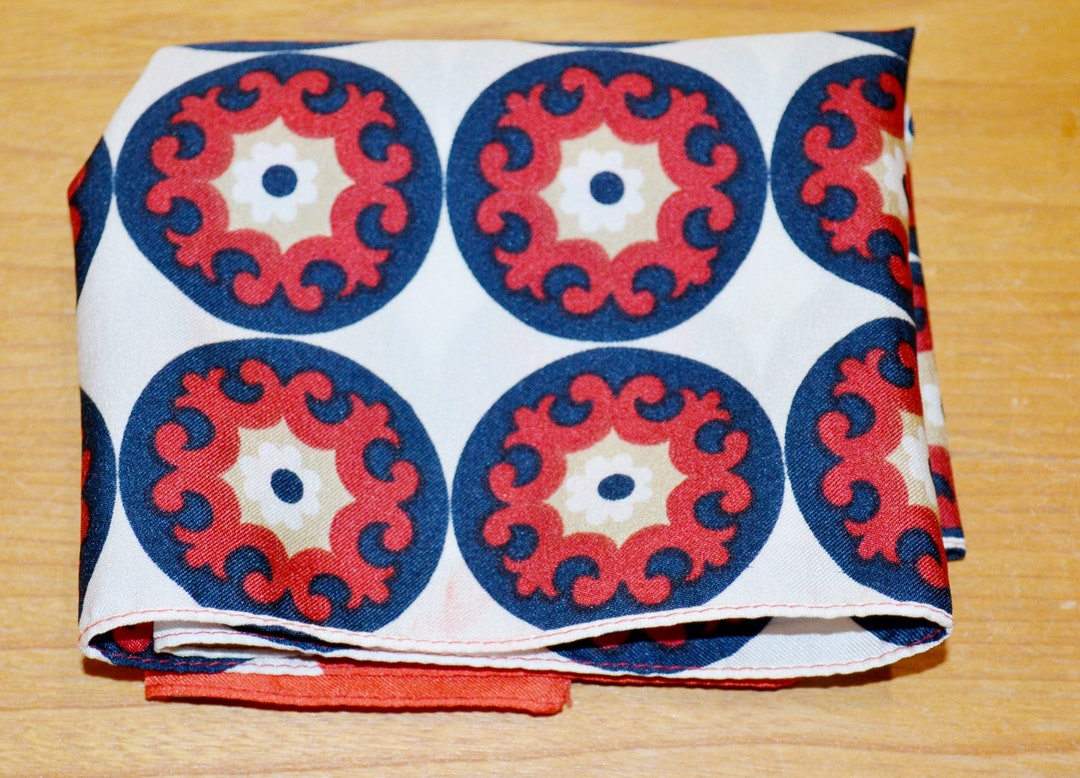 Vintage Scarf / Scarf Neckerchief 70s British Mod Blue / Red Vintage ...