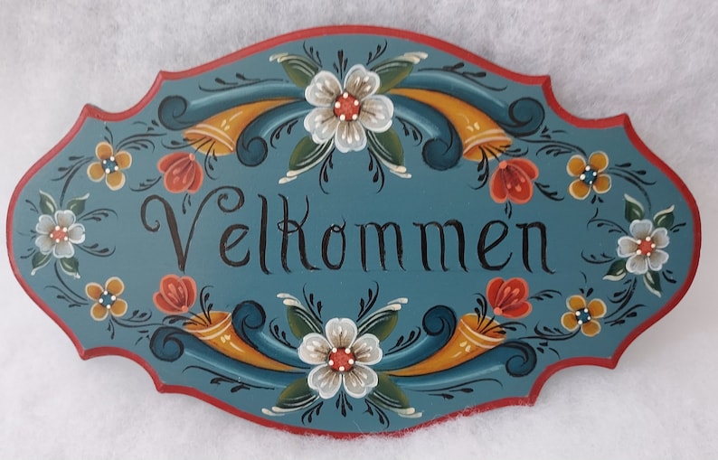 Sm Rosemaled Velkommen Sign. - Etsy