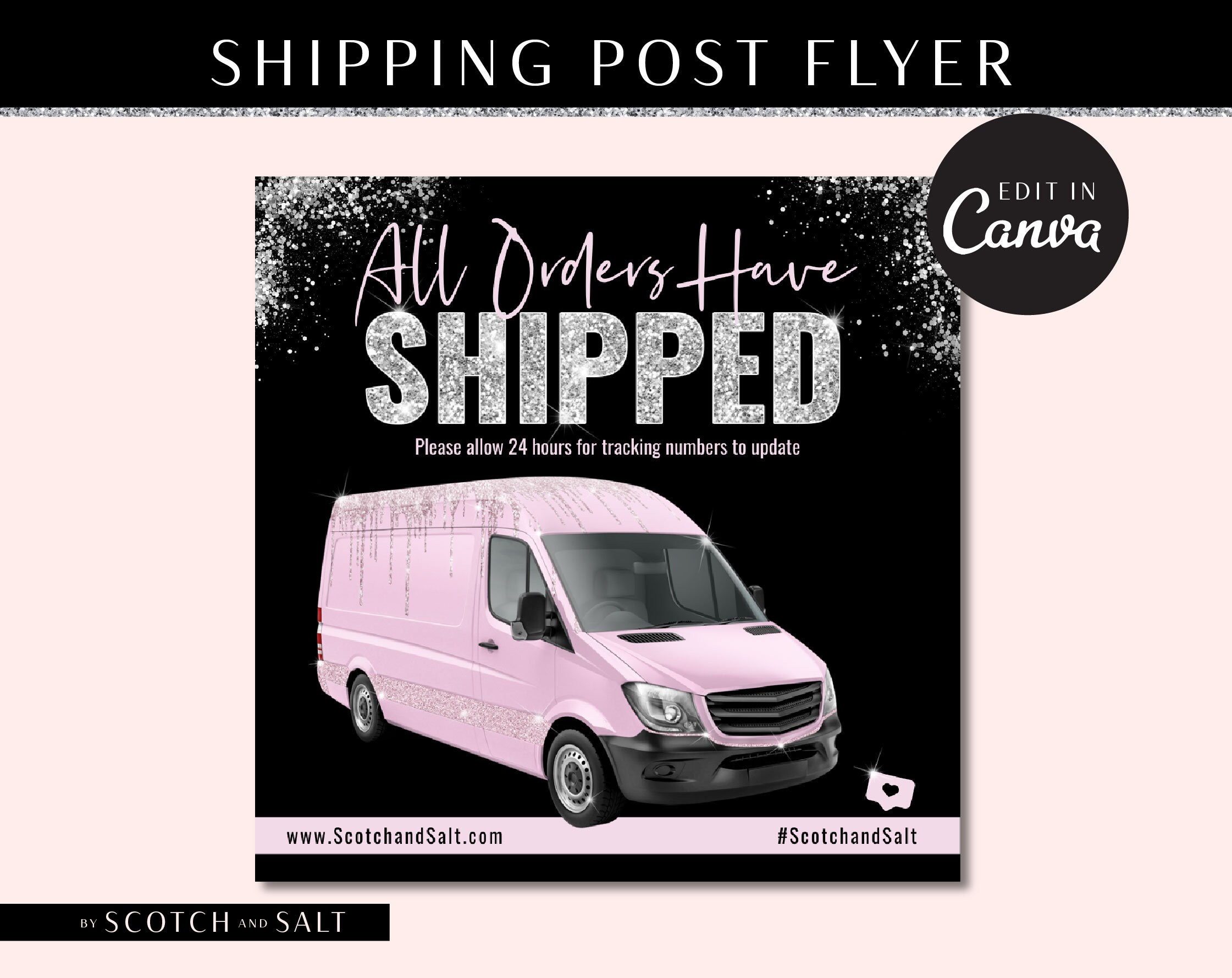 Store Graphics Paper Black White Shipping Social Media Template ...