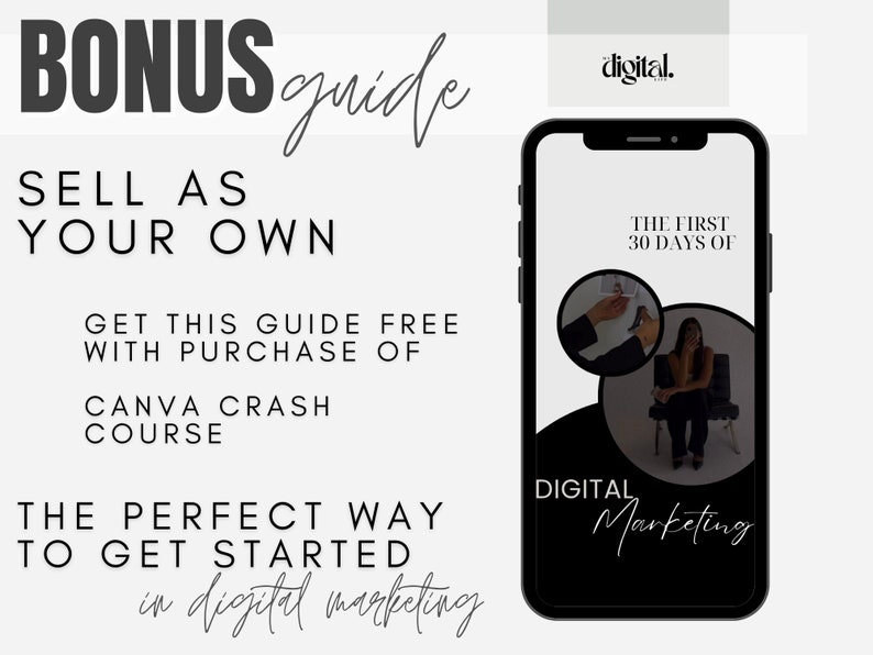 Canva Crash Course Ebook PLR MRR, BONUS Digital Marketing Guide 100 Reels, Done for You Digital ...