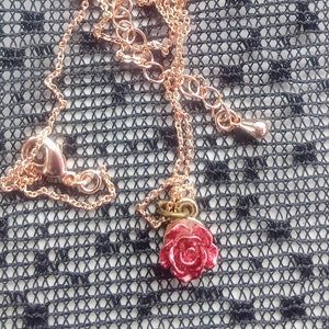 Rose Charm Rose Gold Plated Chain Pendant Necklace - Etsy