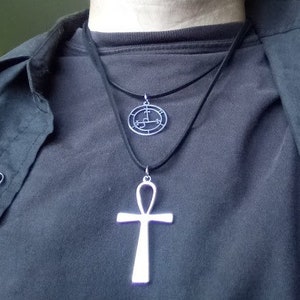 Satanic Sigil of Lilith & Crescent Moon Ankh Dual Strand Pendant ...