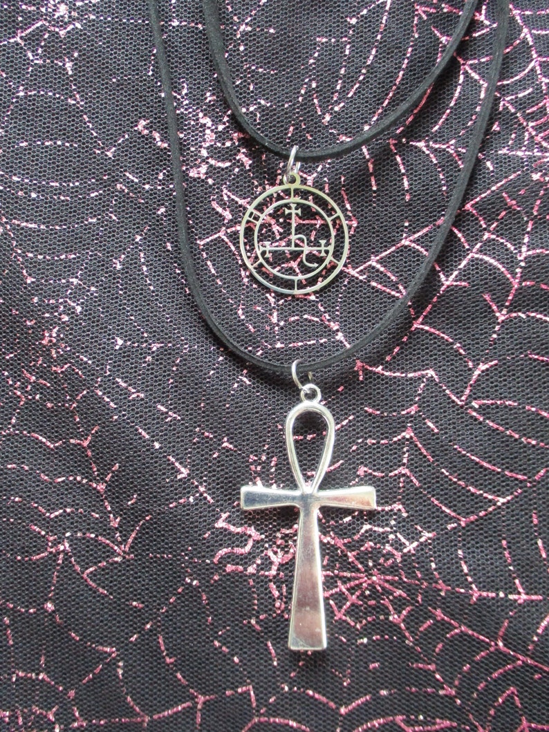 Satanic Sigil of Lilith & Crescent Moon Ankh Dual Strand - Etsy