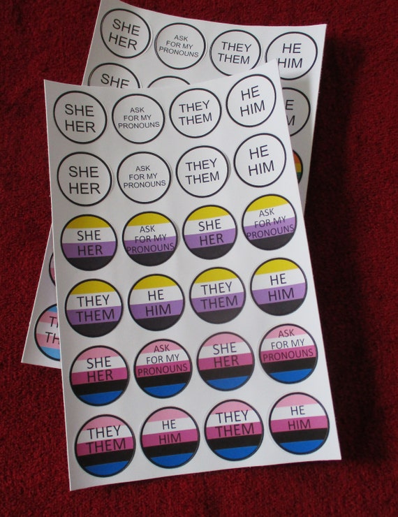 Pronoun LGBT Trans Genderfluid Nonbinary Stickers Set - Etsy