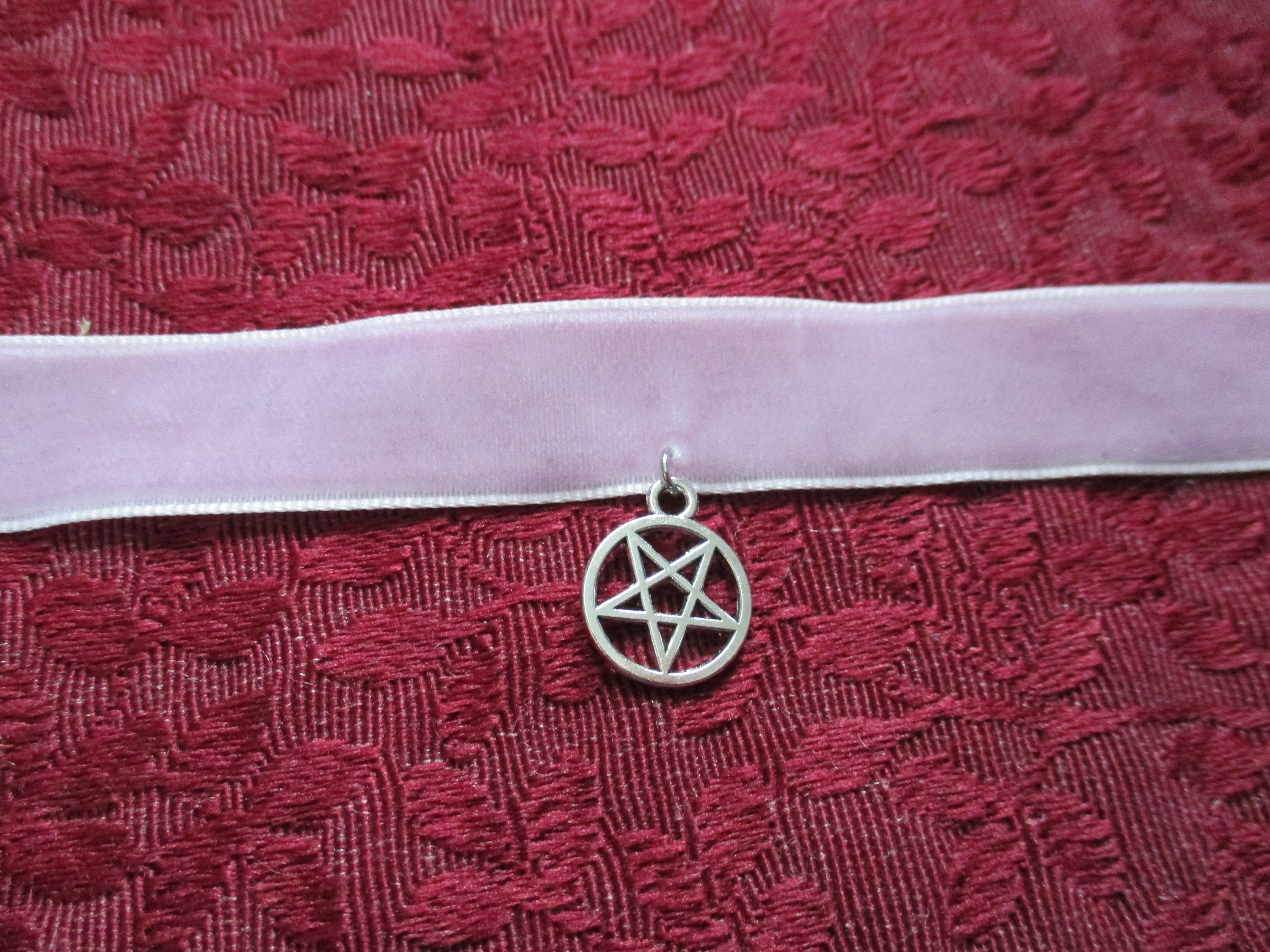 Goth / Satanic Inverted Pentacle/pentagram Black Velvet Ribbon - Etsy