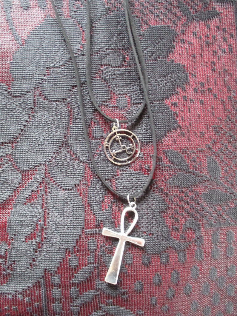 Satanic Sigil of Lilith & Crescent Moon Ankh Dual Strand - Etsy