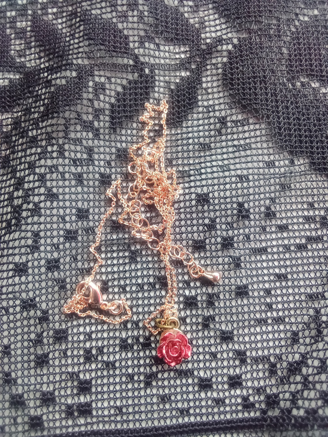 Rose Charm Rose Gold Plated Chain Pendant Necklace - Etsy