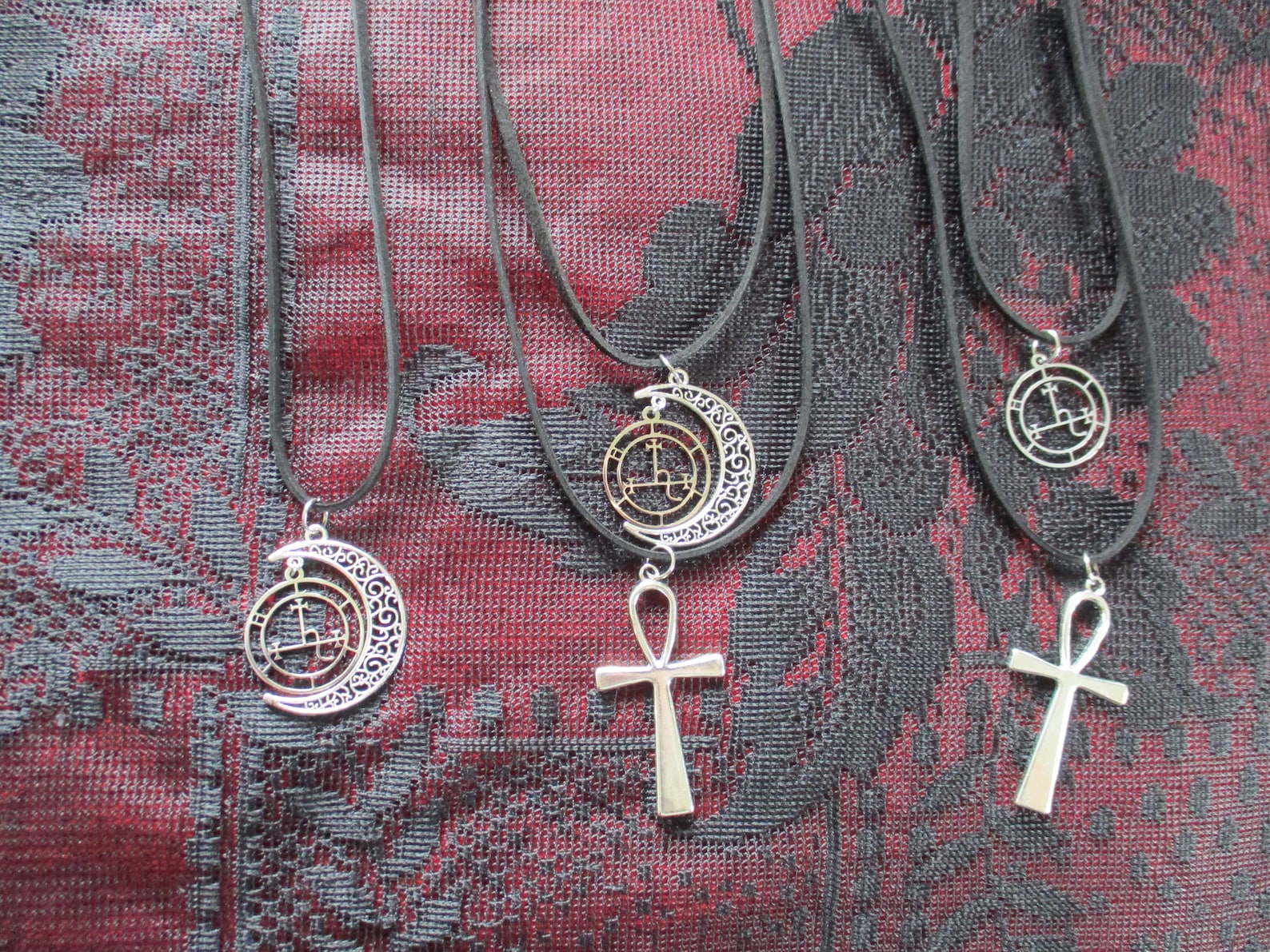 Satanic Sigil of Lilith & Crescent Moon Ankh Dual Strand - Etsy