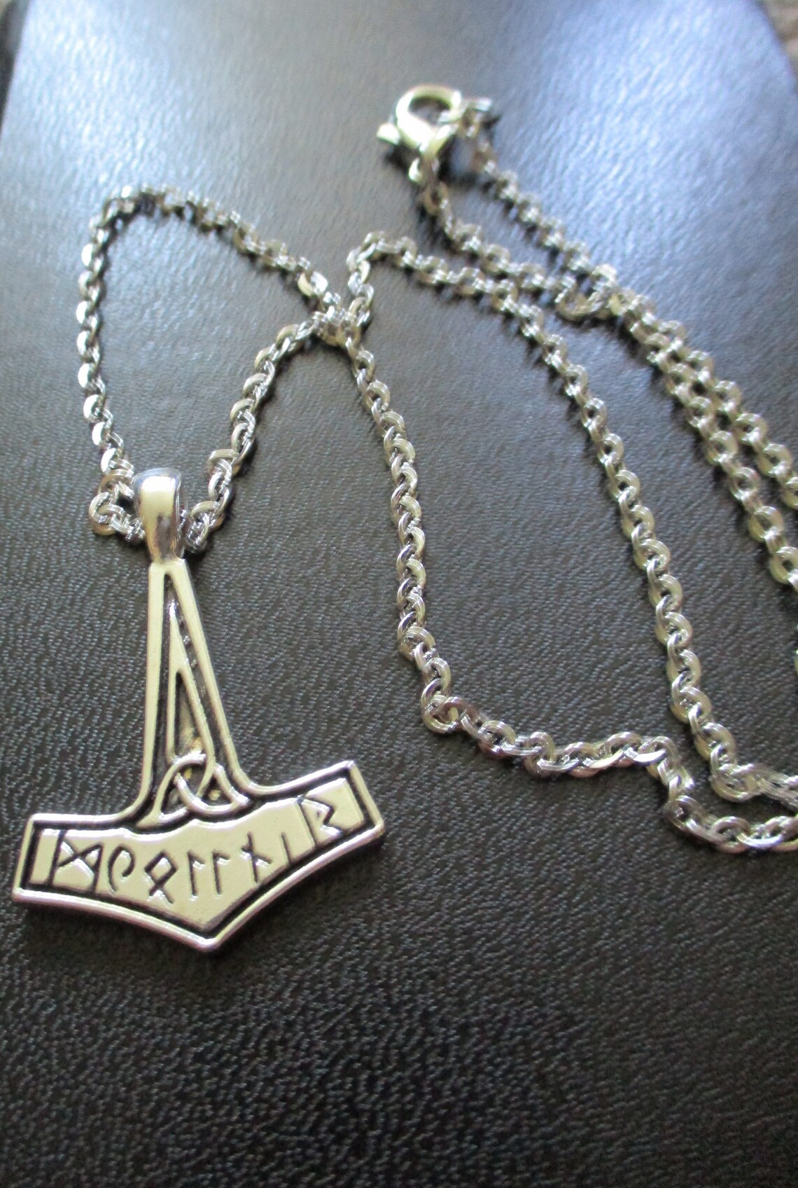 Nordic Mjolnir Thor's Hammer Runes Pendant Chain - Etsy
