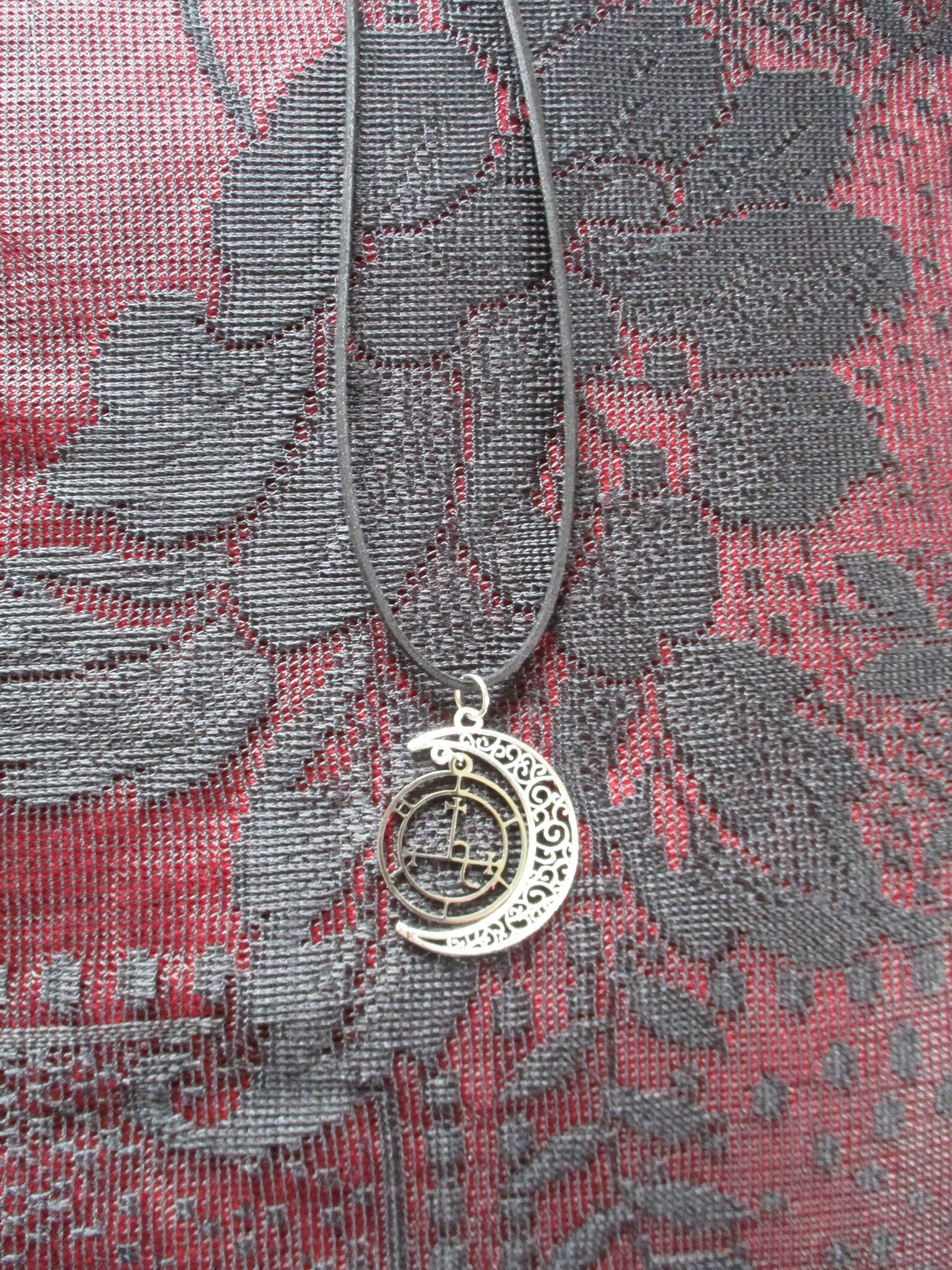 Satanic Sigil of Lilith & Crescent Moon Ankh Dual Strand Pendant ...