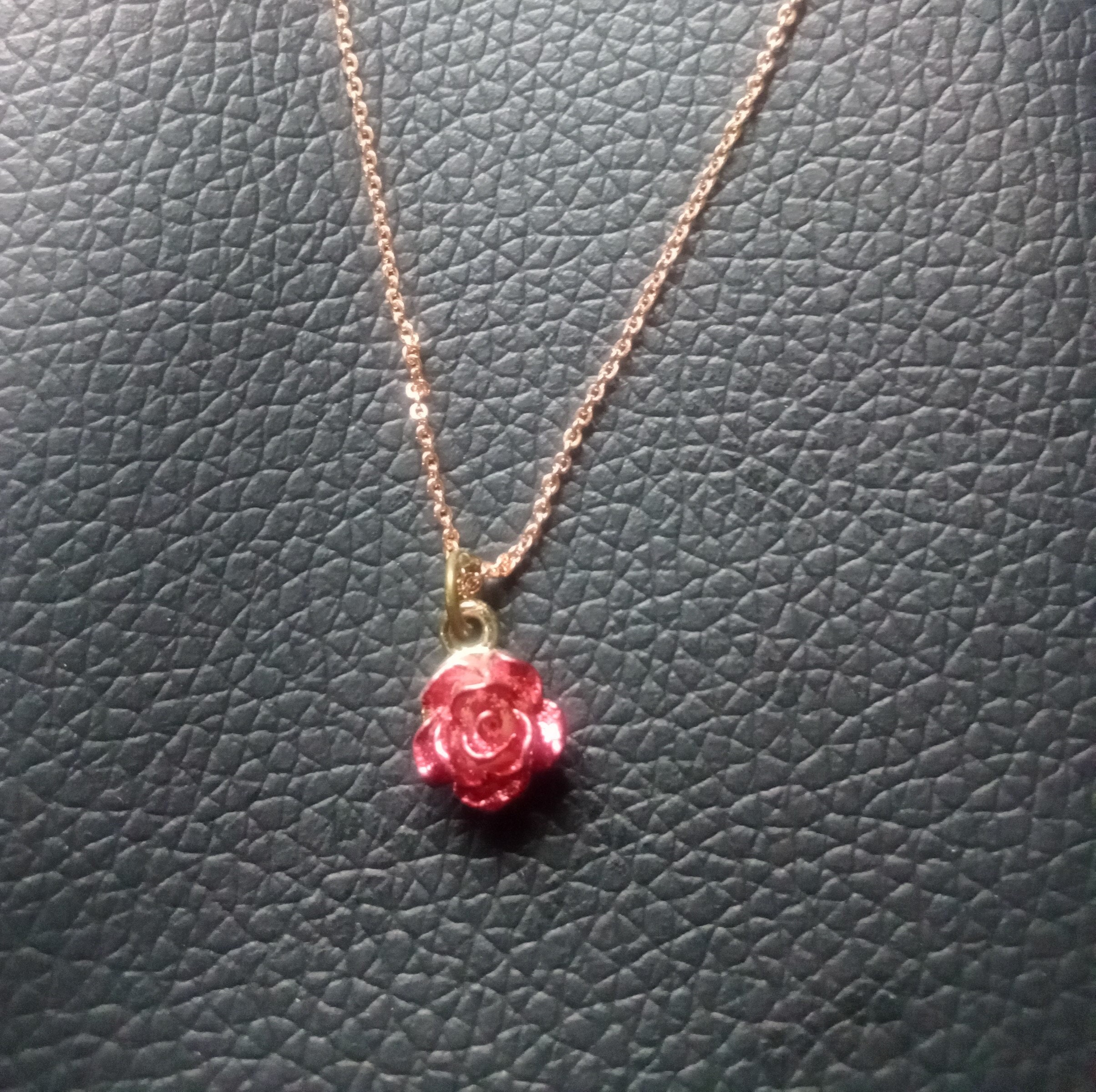 Rose Charm Rose Gold Plated Chain Pendant Necklace - Etsy