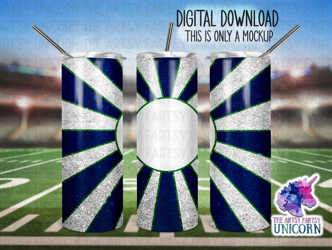 DIGITAL FILE: Blue Green and White Glitter Sports / School Colors 20 Oz ...