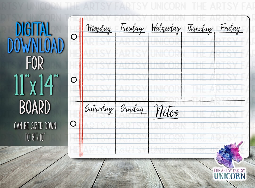 DIGITAL FILE: Weekly to Do List Dry Erase Board - - Add Your Own Text ...