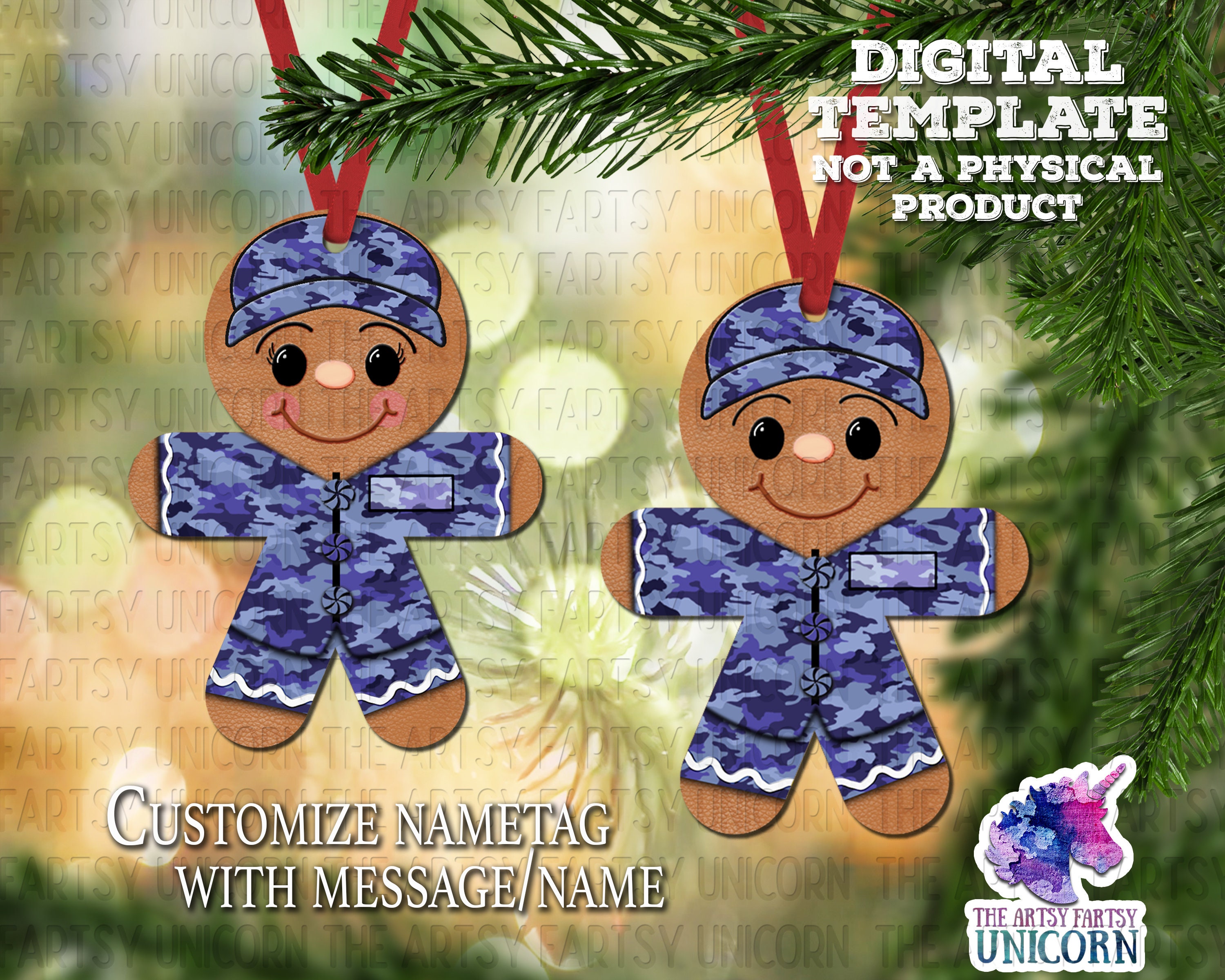 DIGITAL FILE: Navy Blue Camo Gingerbread Cookie Christmas Sublimation ...