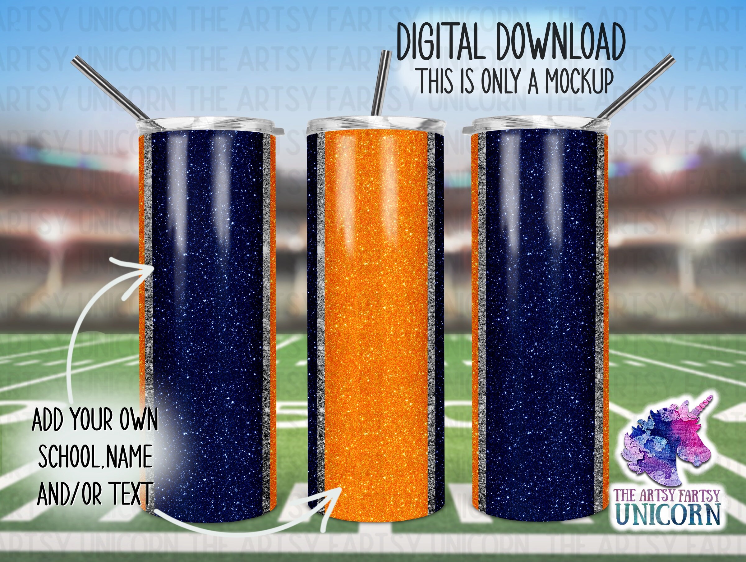 Orange and Navy Blue Glitter Sports / School Vertical Colors - Etsy