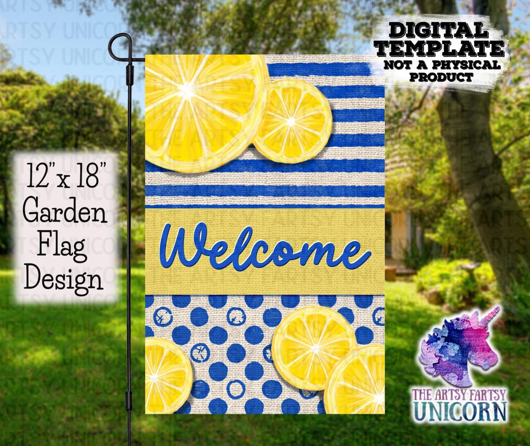 DIGITAL FILE: Summer Lemons and Yellow Burlap Welcome Garden Flag ...