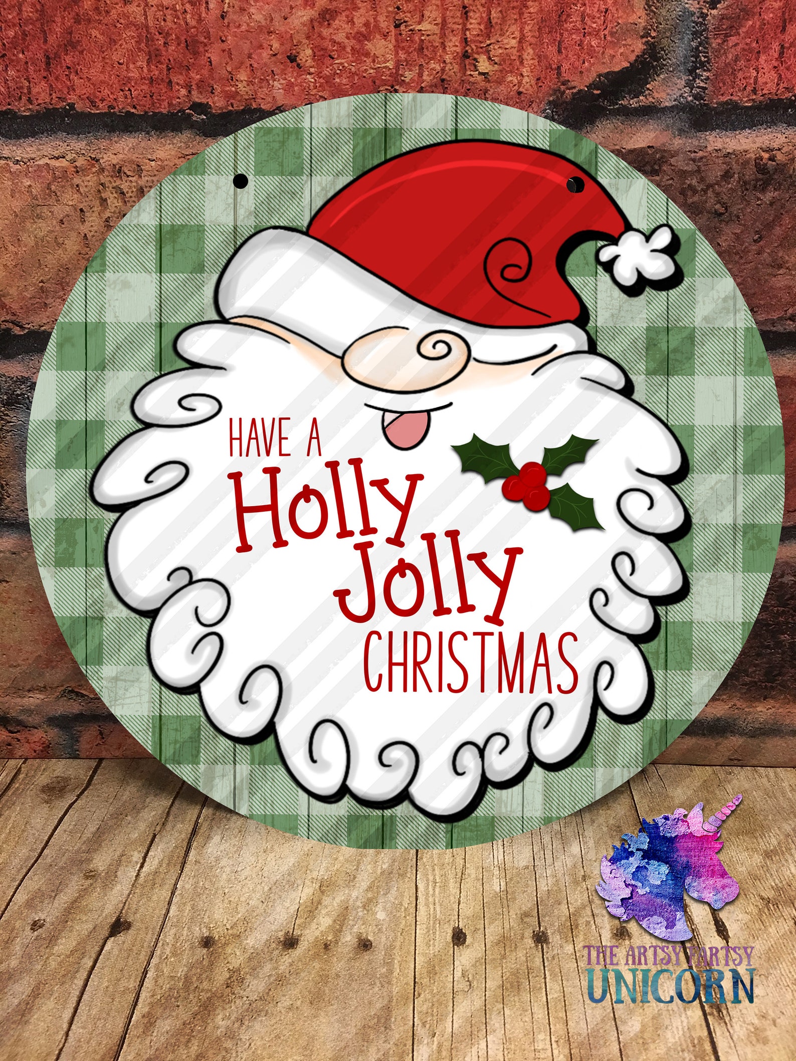 Have a Holly Jolly Christmas Santa Green Plaid 12.25 | Etsy