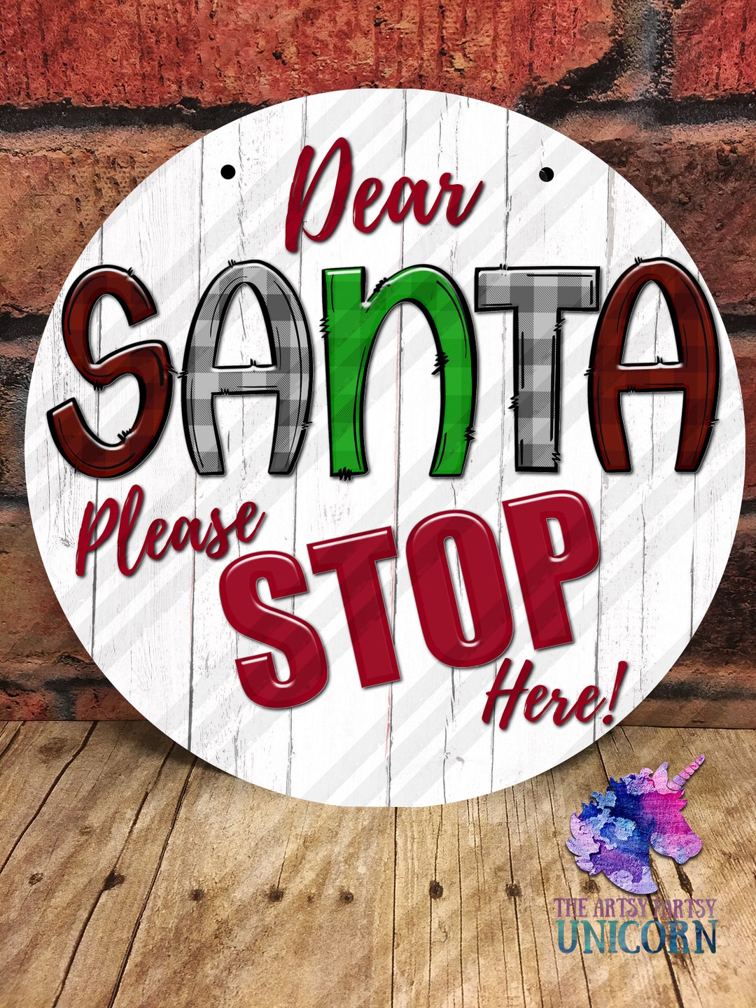 DIGITAL DESIGN: Dear Santa Please Stop Here - 12.25" Sign/front Door Hanger - Sublimation Design ...