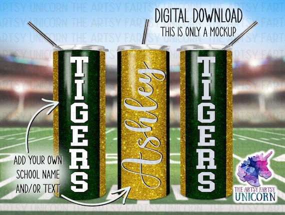 Forest Green and Gold Sports / School Vertical Colors 20 Oz | Etsy