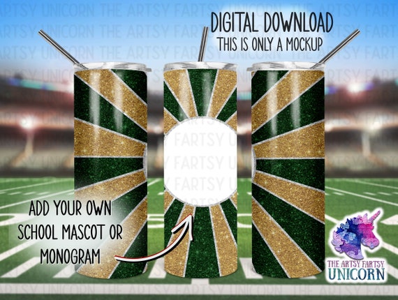 Green and Gold Glitter Silver Accents Sports / School Colors - Etsy