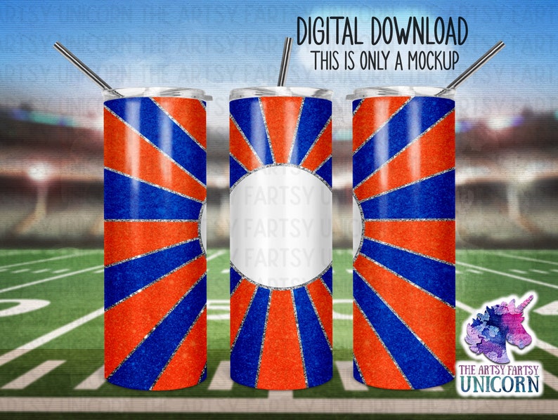 Orange and Blue Sports / School Colors 20 Oz Skinny Straight - Etsy