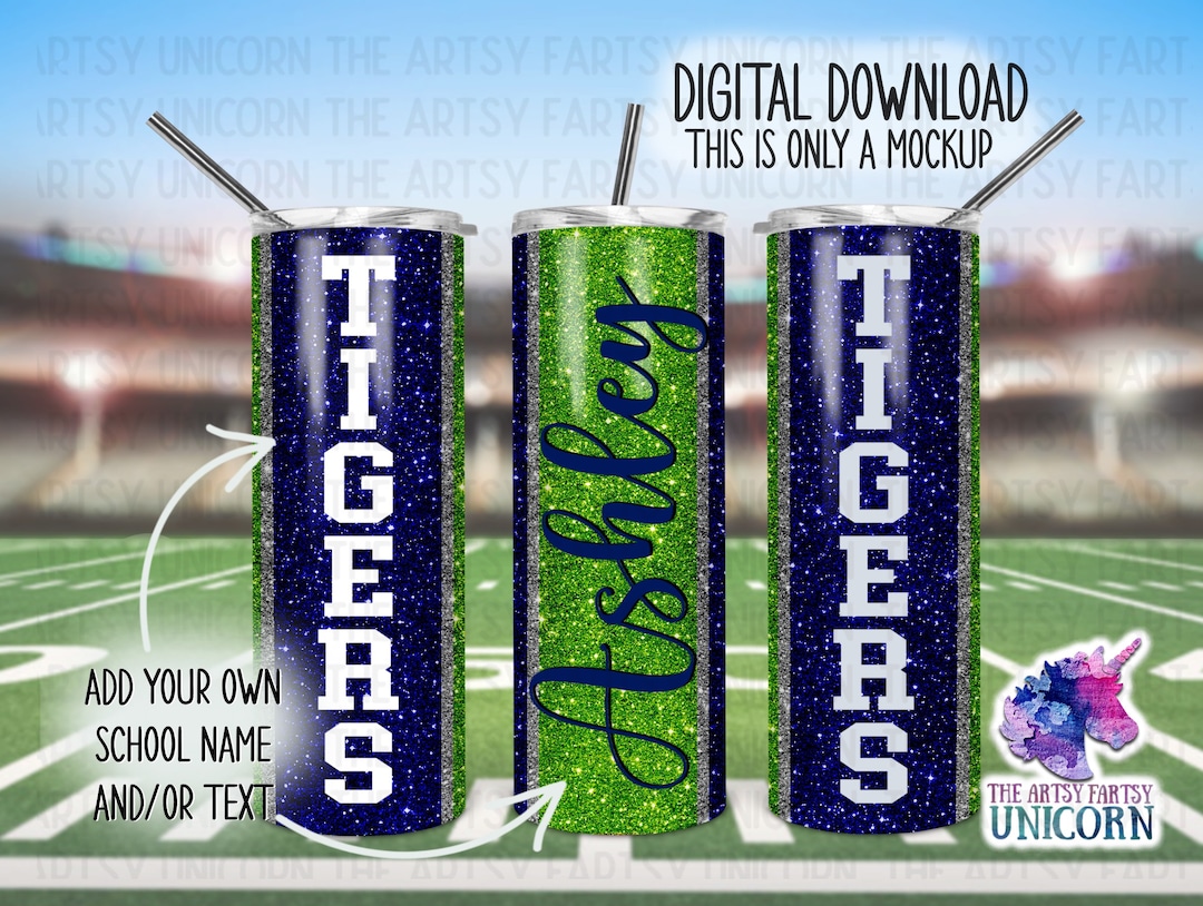 Navy Blue and Lime Green School Vertical Colors 20 Oz Skinny Straight ...