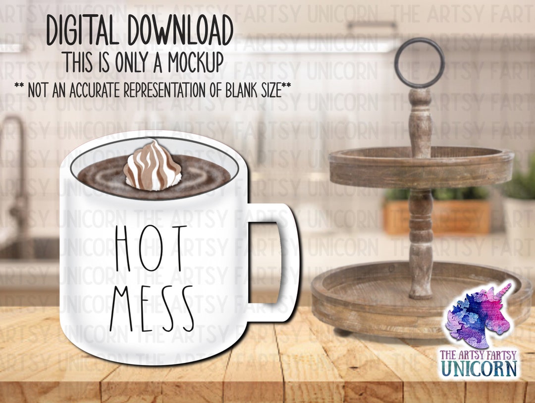 DIGITAL FILES: Hot Mess Hot Cocoa Coffee Mug Shaped Tiered Tray Decor ...
