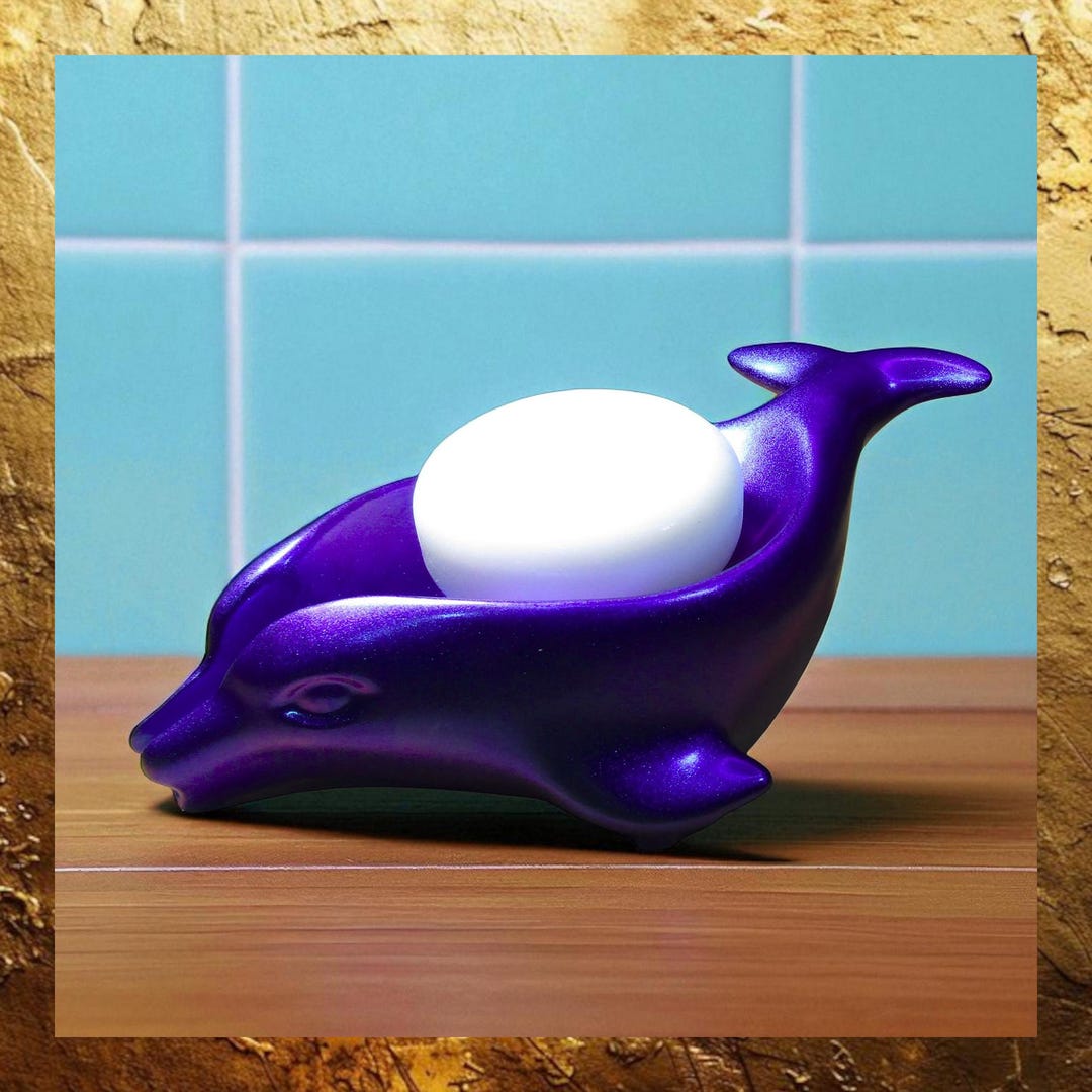 DOLPHIN SOAP DISH. Large Self-draining Soap Holder in Sea Life Theme ...