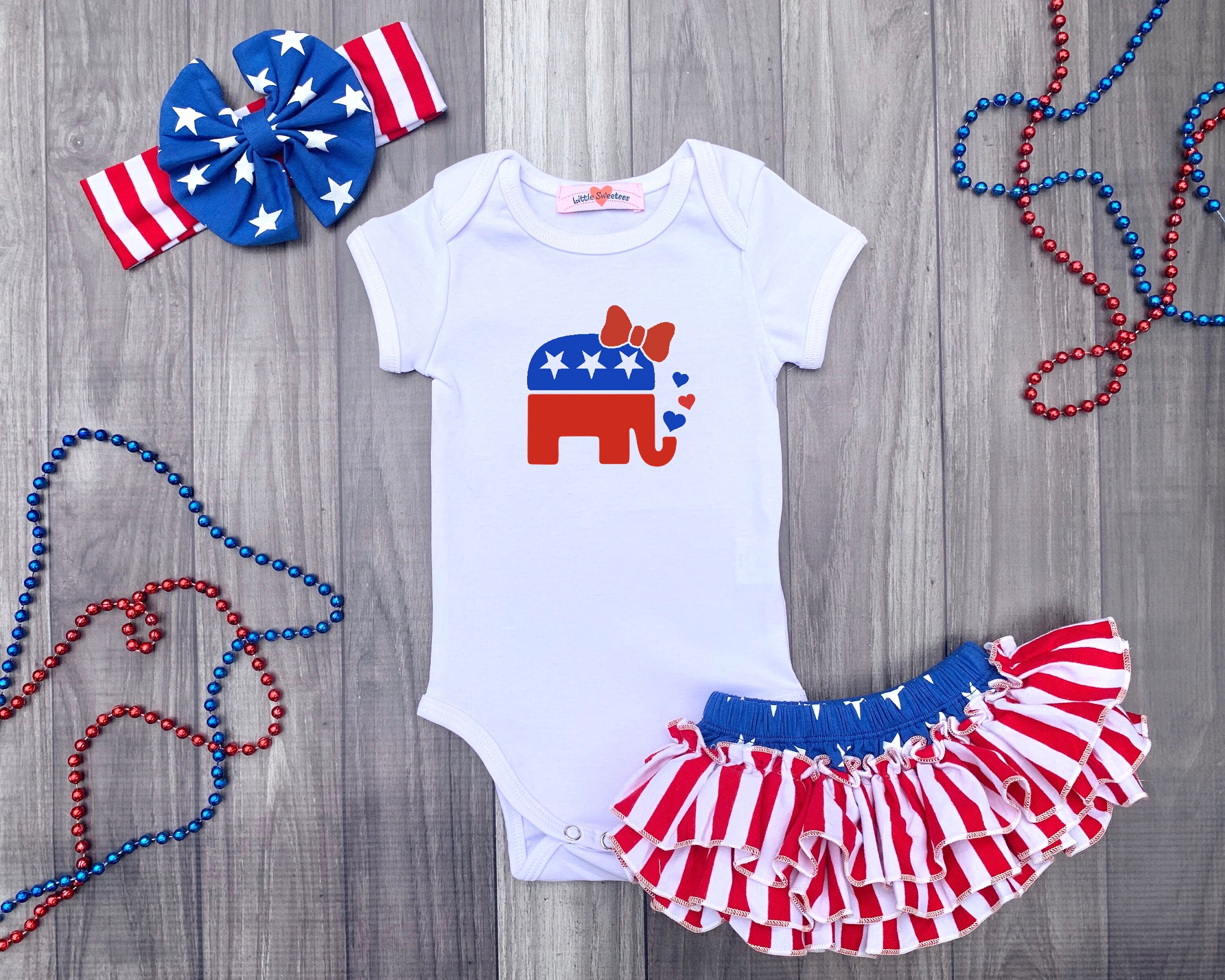 GOP Elephant Republican Party Baby Girl Bodysuit Outfit | Etsy