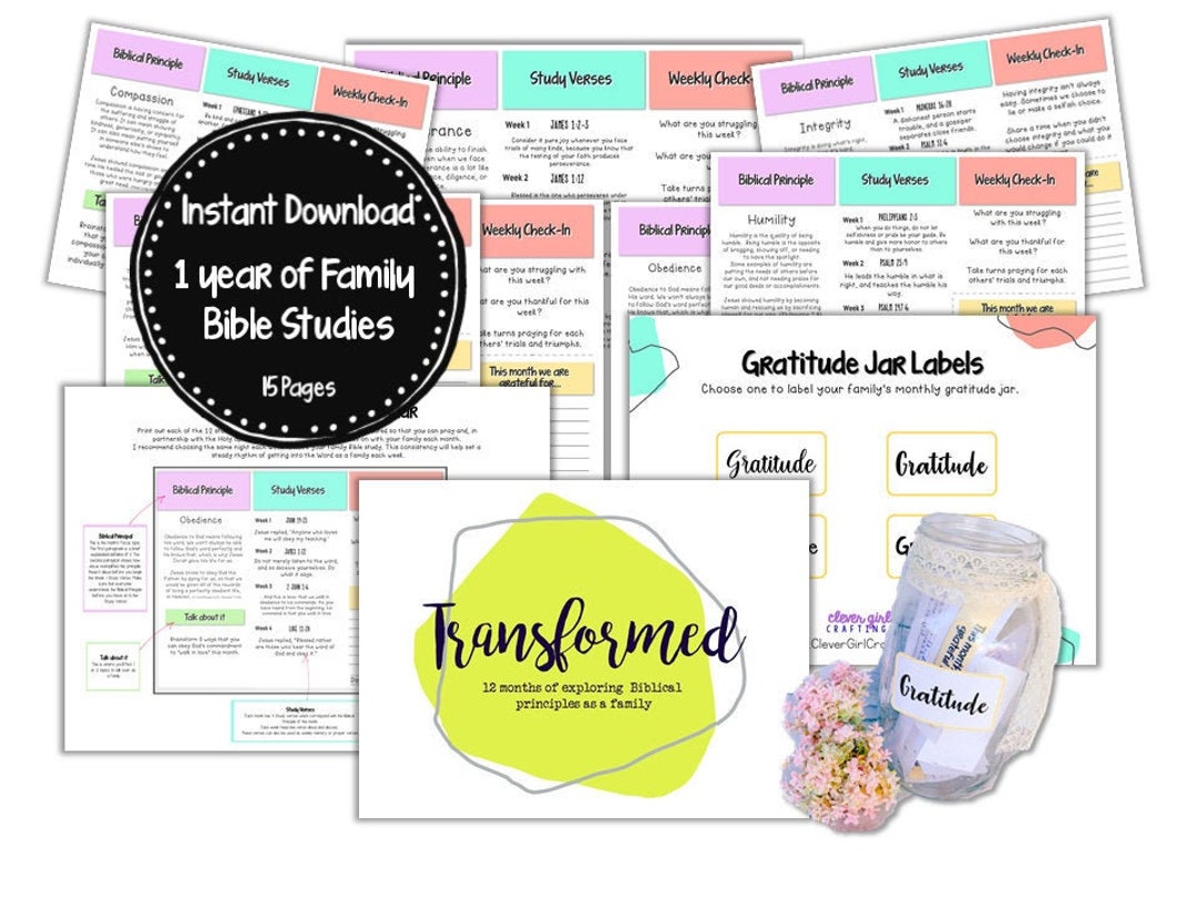 Family Bible Study Printable: 12-month Weekly Devotional (PDF Download ...