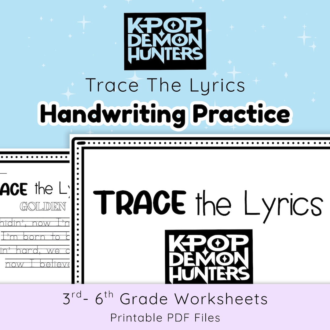 K-pop Demon Hunter Handwriting Practice | Grades 3-6 (digital Download ...