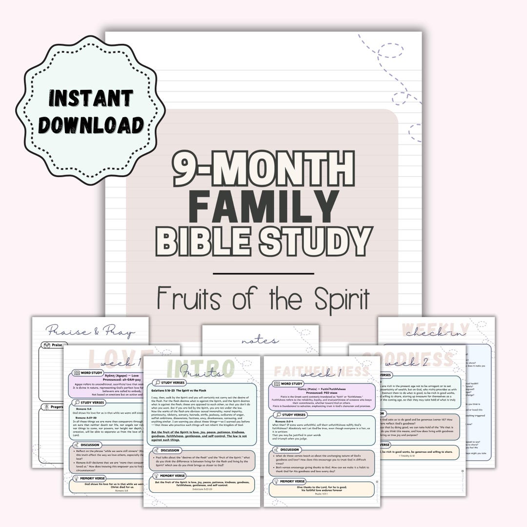 9 Month Family Bible Study Printable - Weekly Family Bible Study ...