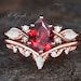 Vintage Teardrop Ruby Engagement Ring Set Milgrain Three Stone Wedding ...
