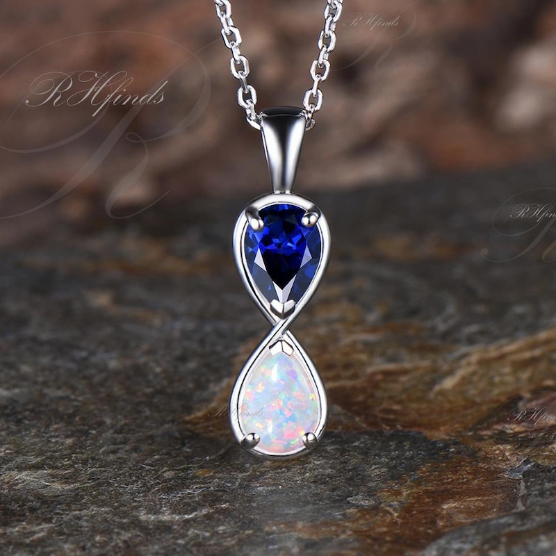 Two Stone Drop Pendant - Etsy