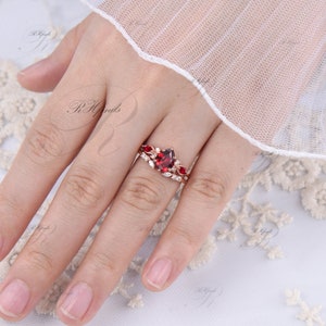 Unique Teardrop Ruby Ring Set Vintage Pear Cut Ruby Engagement Ring Set ...