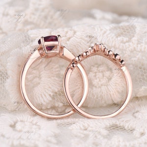 Vintage Teardrop Ruby Engagement Ring Set Milgrain Three Stone - Etsy