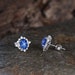 Unique Oval Cut Blue Star Sapphire Stud Earrings Art Deco Moon Star ...