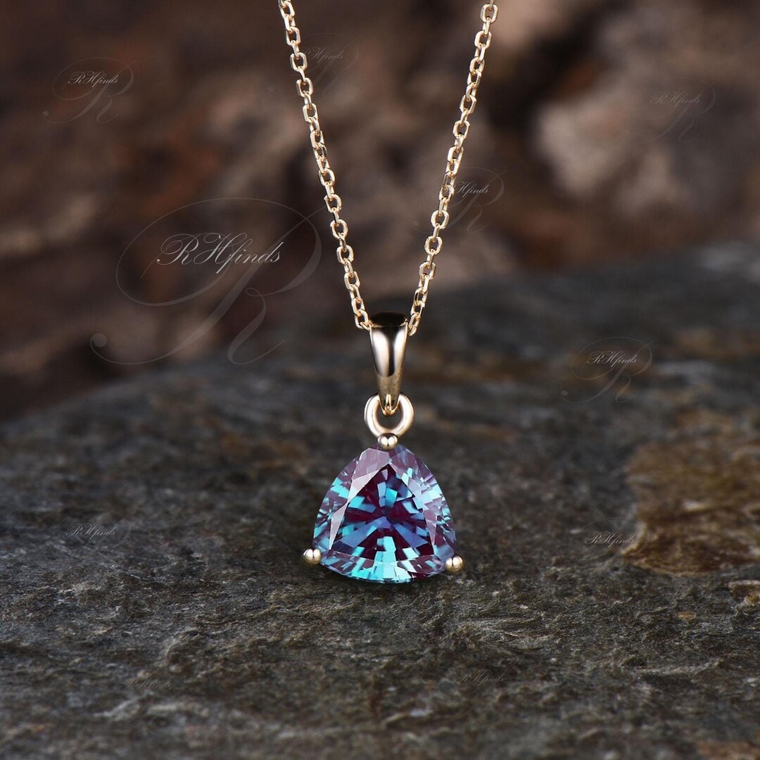 Unique Trillion Cut Alexandrite Pendant Minimalist June Birthstone ...