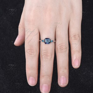Asscher Cut Alexandrite Engagement Ring June Birthstone Color Change ...