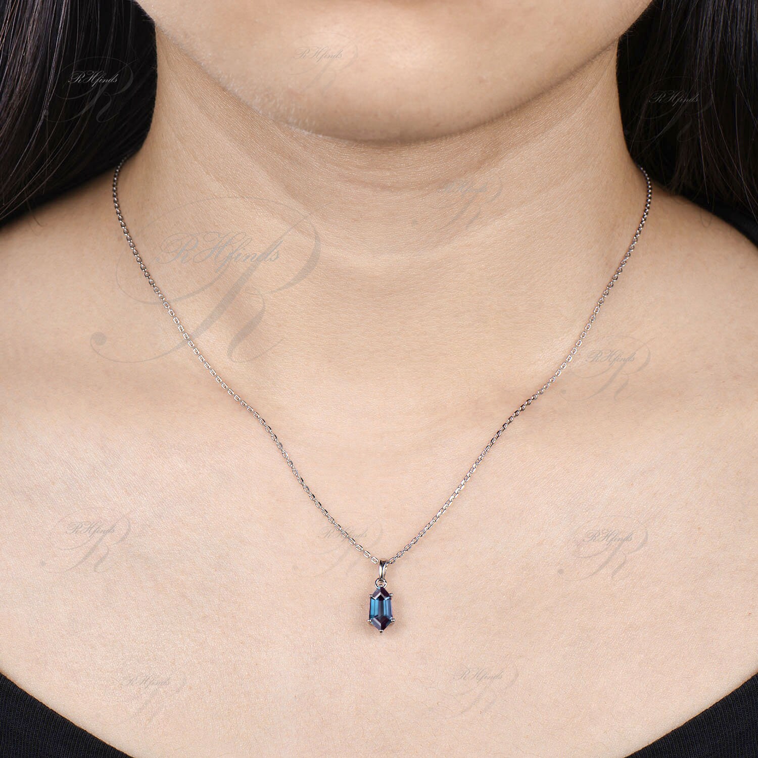 Minimalist Shield Shaped Alexandrite Necklace Unique June Birthstone ...