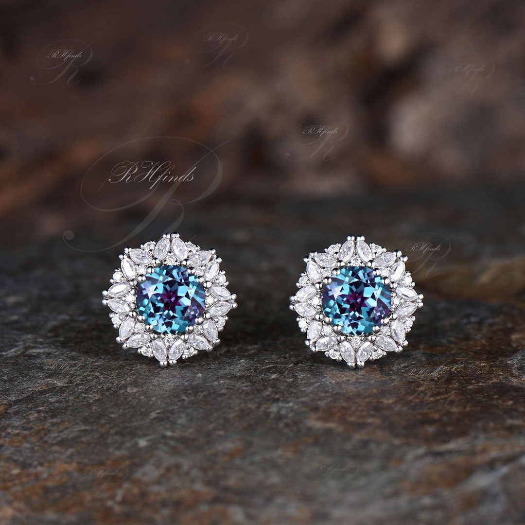 June Birthstone Alexandrite Earrings Unique Color Change Alexandrite ...