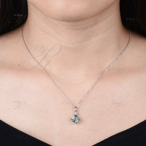 Delicate Cushion Cut Natural Green Moss Agate Necklace Unique ...