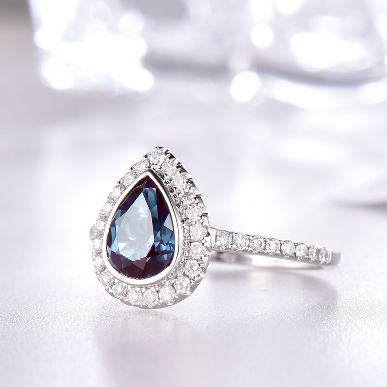 Pear Alexandrite Ring Color-changing Alexandrite Engagement | Etsy