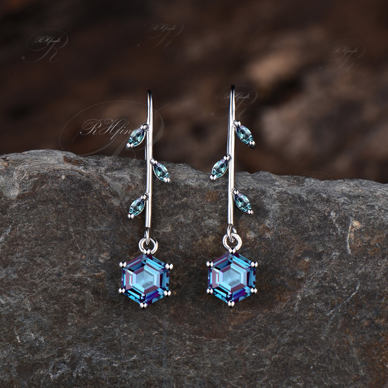 Delicate June Birthstone Alexandrite Drop Earrings Unique Color Change ...