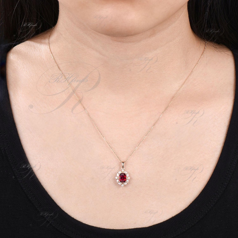 Vintage Oval Cut Ruby Necklace Antique July Birthstone Red Gemstone ...