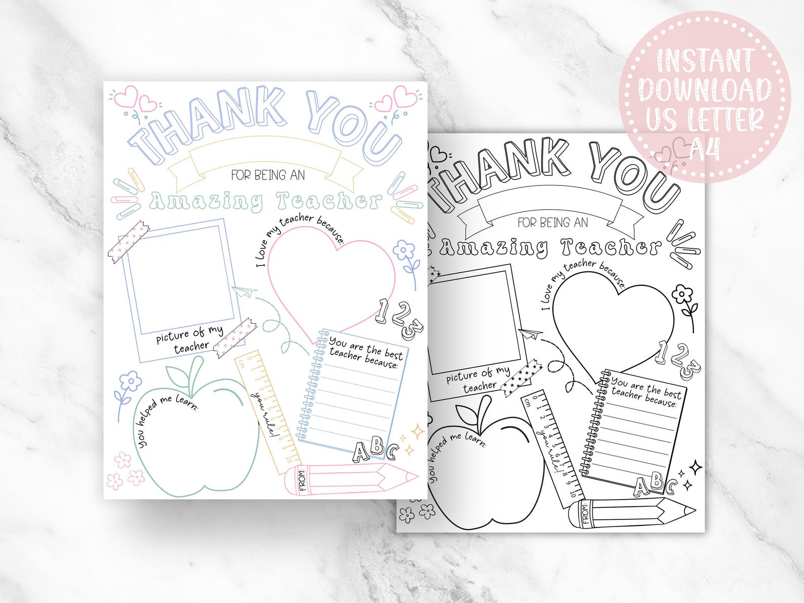 All About My Teacher Printable, Teacher Appreciation Printable, Teacher ...