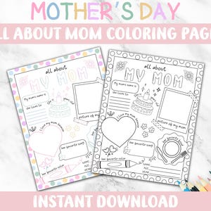 All About My Mom Printable, Mother's Day Gift, Kids Coloring Page ...