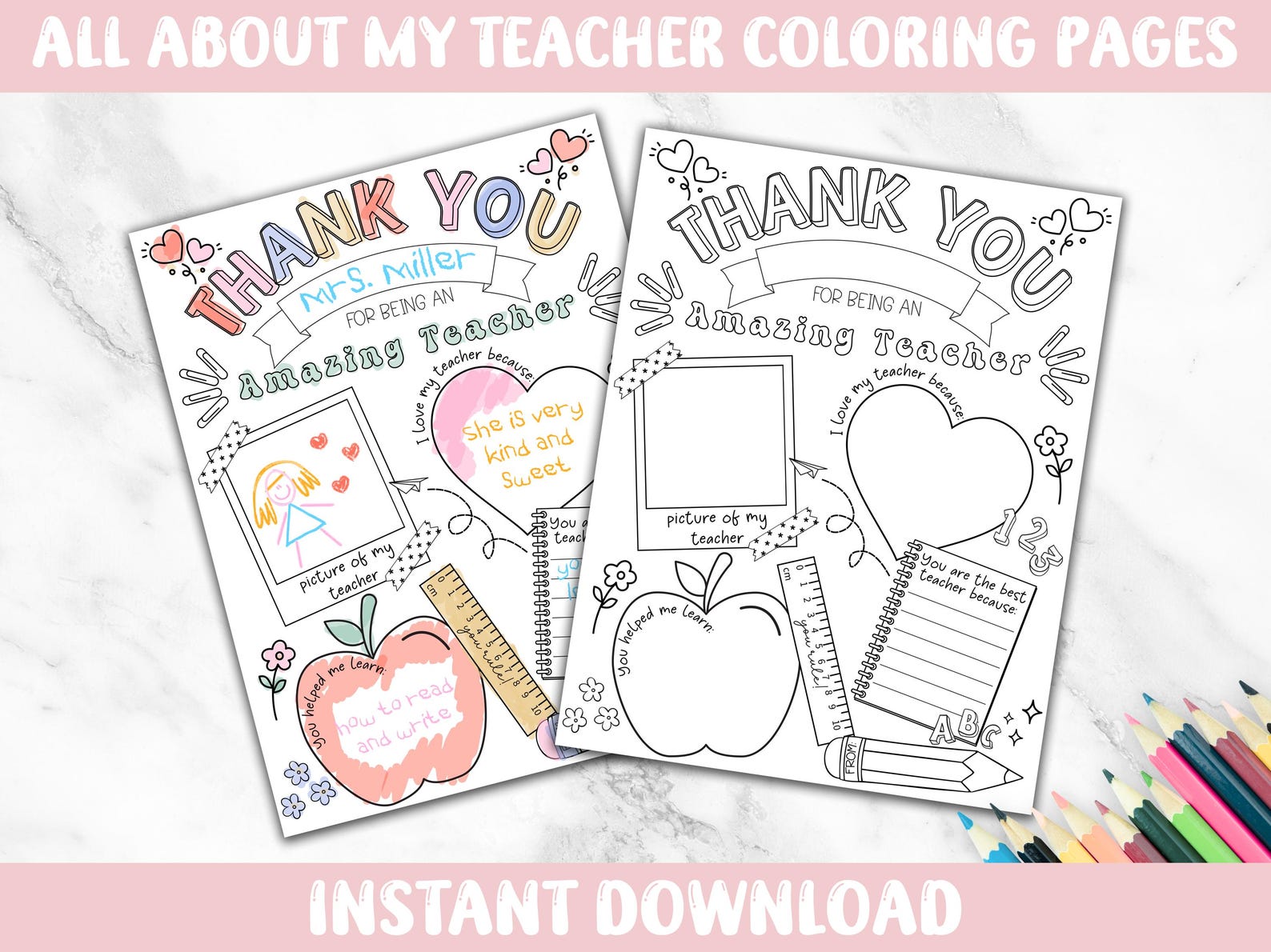 All About My Teacher Printable, Teacher Appreciation Printable, Teacher ...